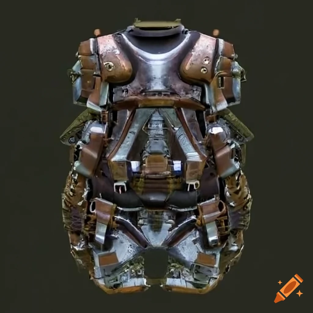Medieval magic exoskeleton suit with front view and vertical symmetry ...