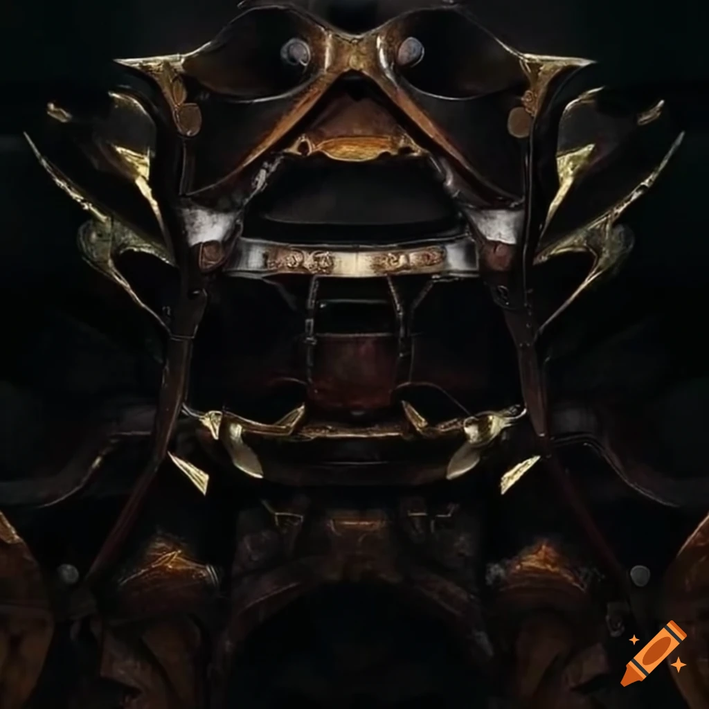 Steampunk medieval magic exoskeleton suit with vertical symmetry on Craiyon