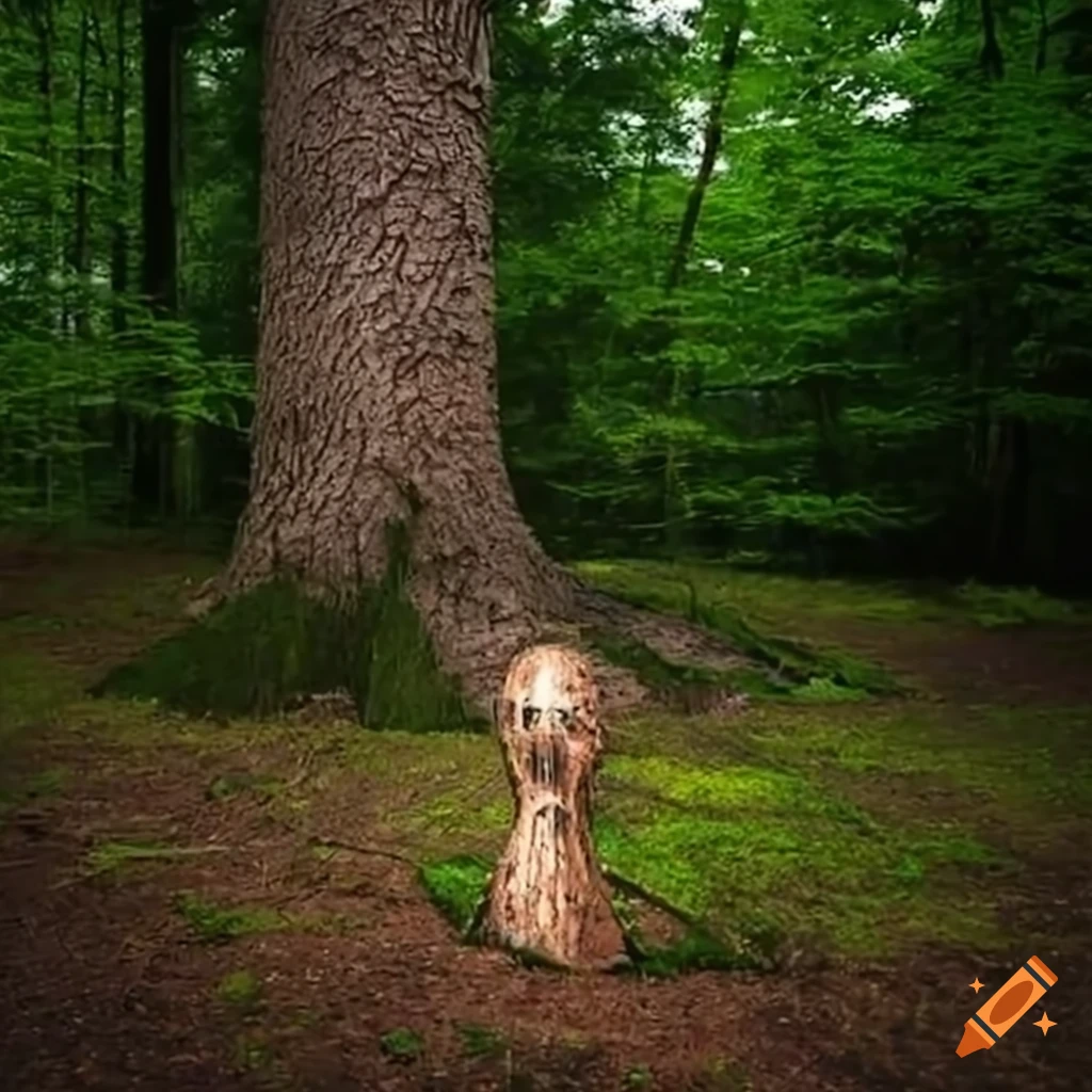 Tree growing from elon musk's head in a forest scene on Craiyon