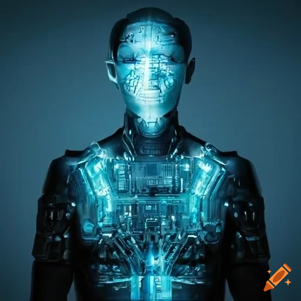 Futuristic human character with advanced technology on Craiyon