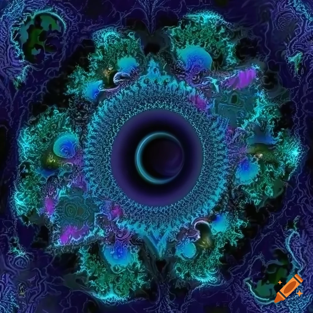 HD keyhole singularity in vibrant colors with cosmic fractals on Craiyon