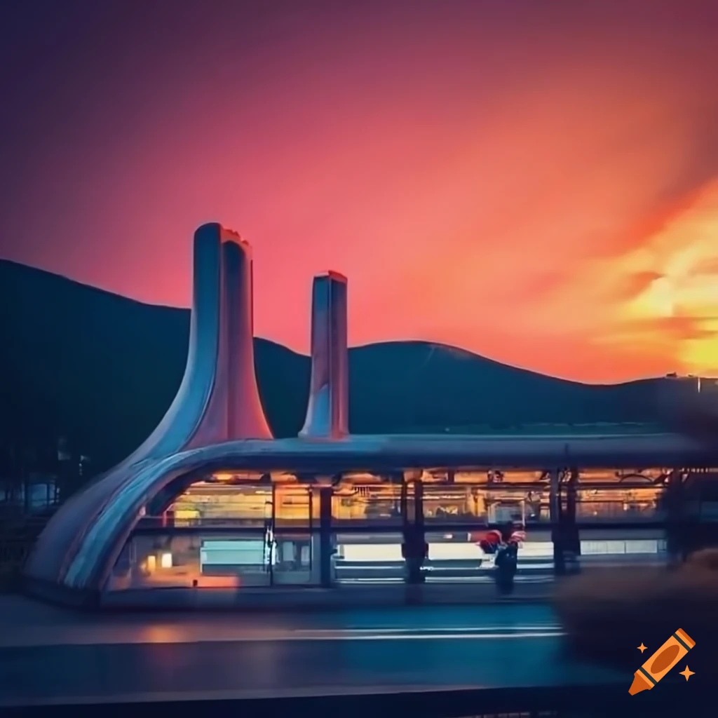 Modern metro station with a view of the citadel in Deva, Romania on Craiyon