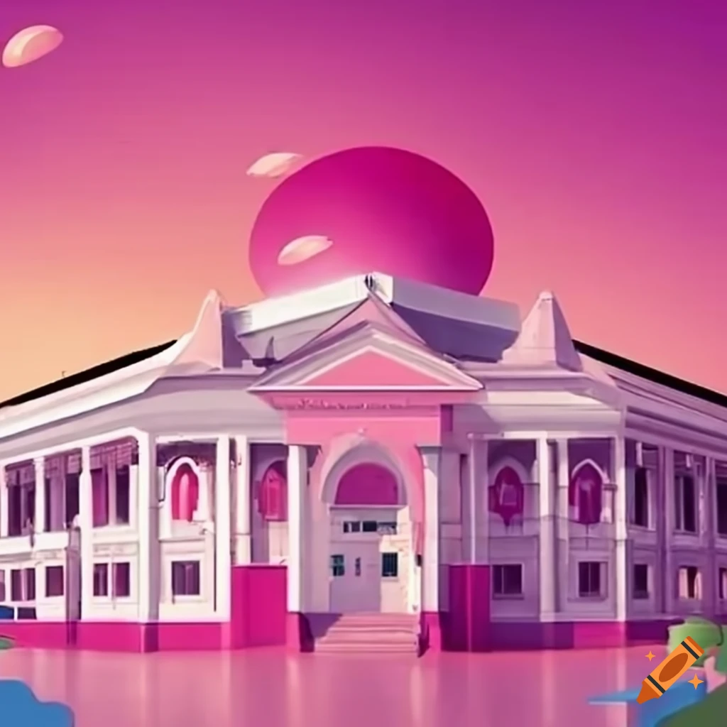 Mega pink school building on Craiyon