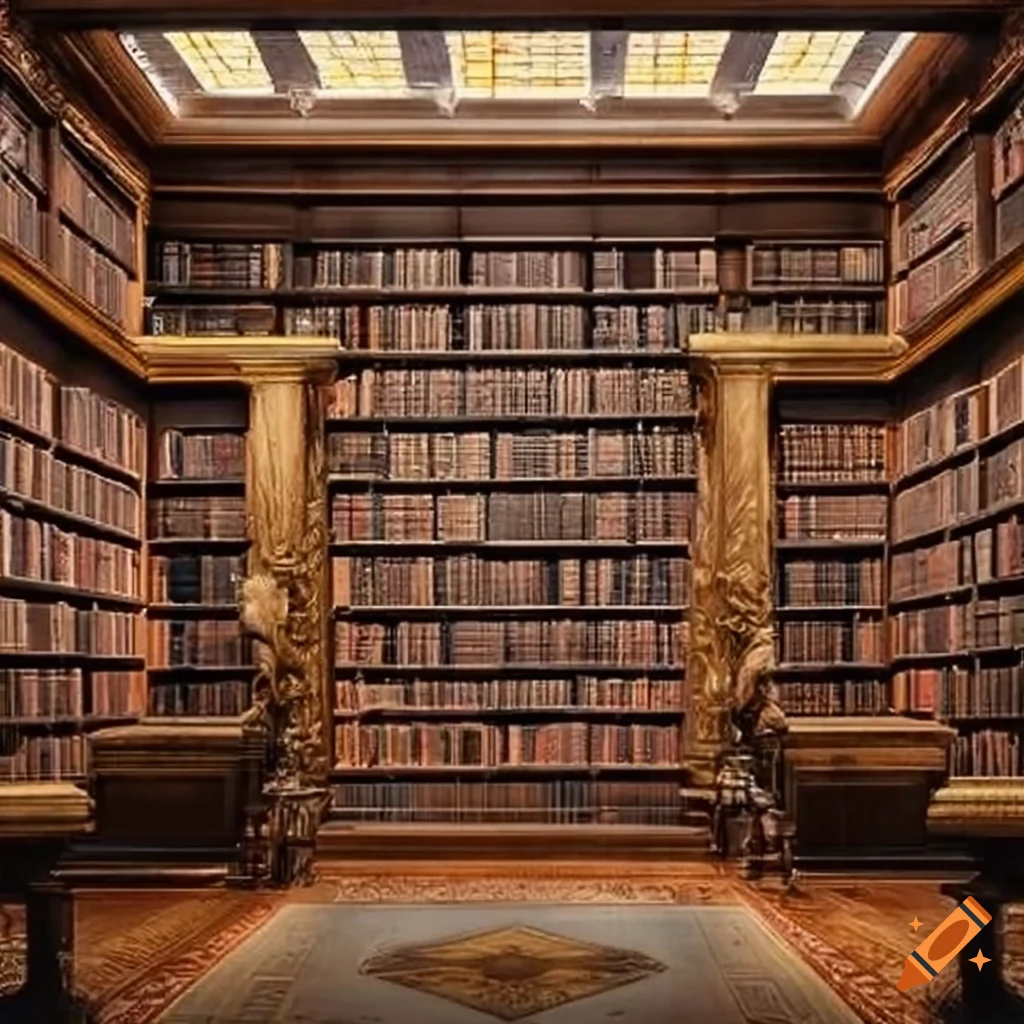 Classical greek style interior of a library on Craiyon