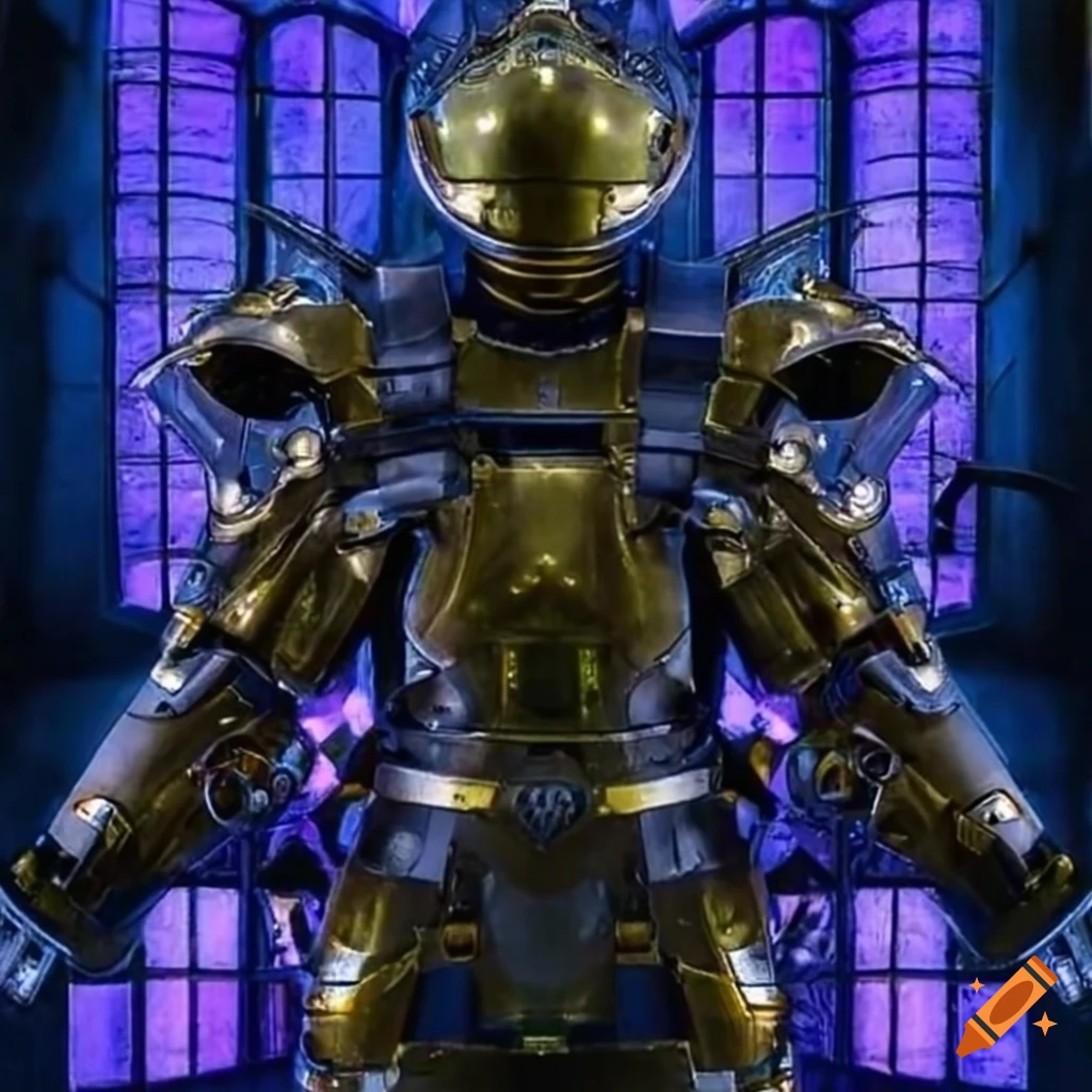 Medieval magic exoskeleton suit with front view and vertical symmetry ...