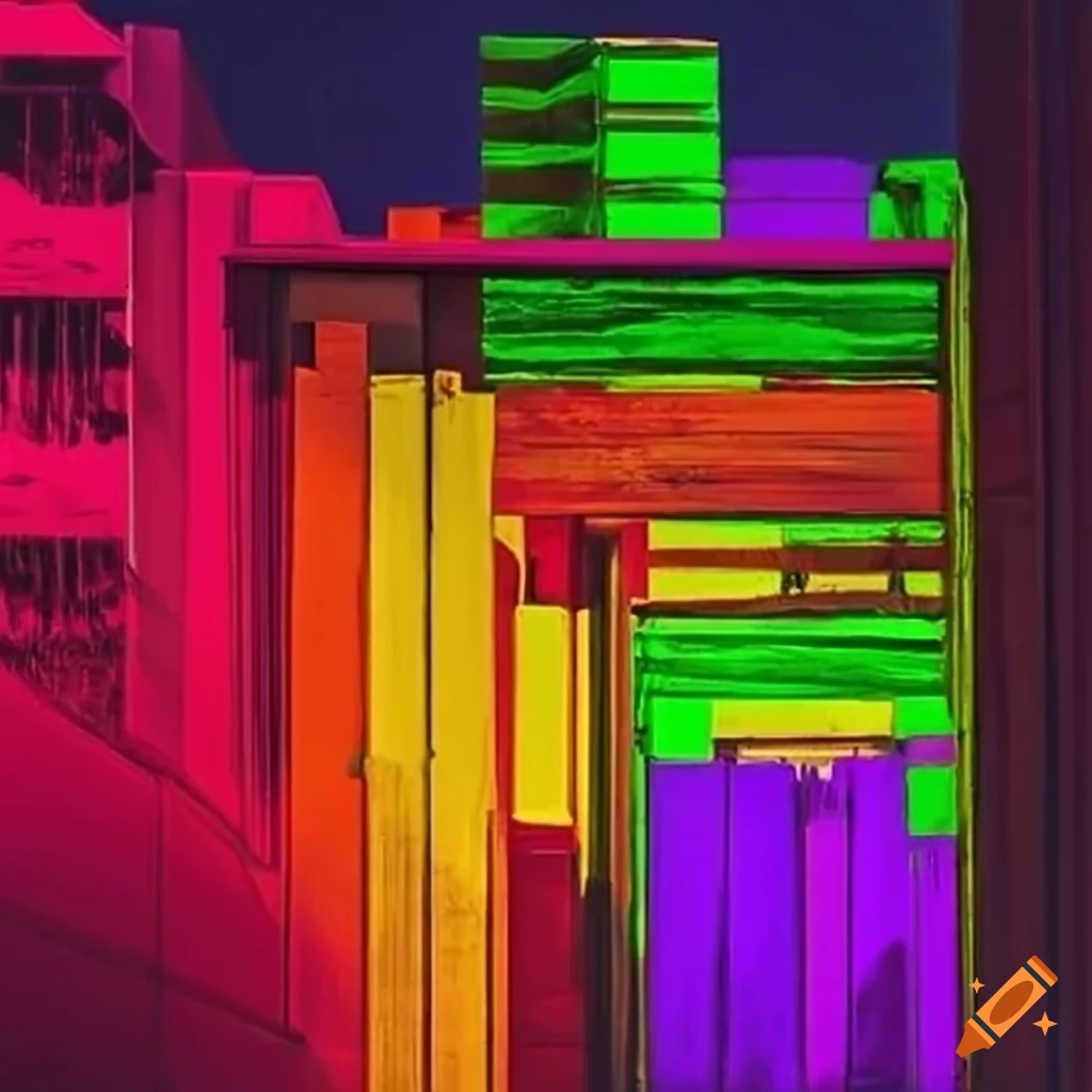 Colorful building landscape inspired by andy warhol on Craiyon