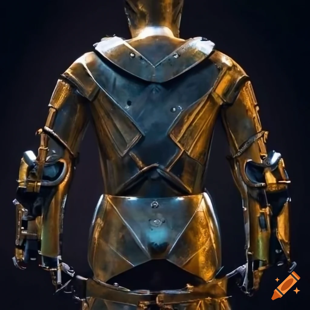 Medieval magic exoskeleton suit in frontal view with vertical symmetry ...