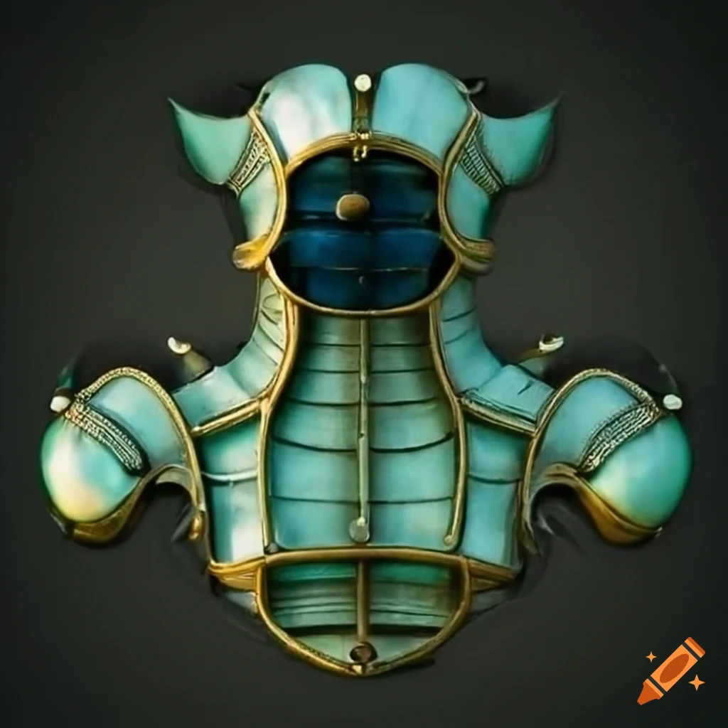 Steampunk medieval magic exoskeleton suit with vertical symmetry on Craiyon