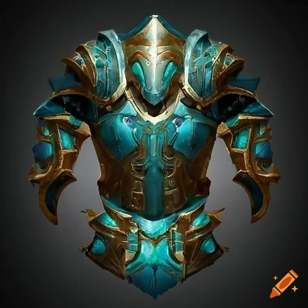Adorned magic heavy armor from the front view on Craiyon