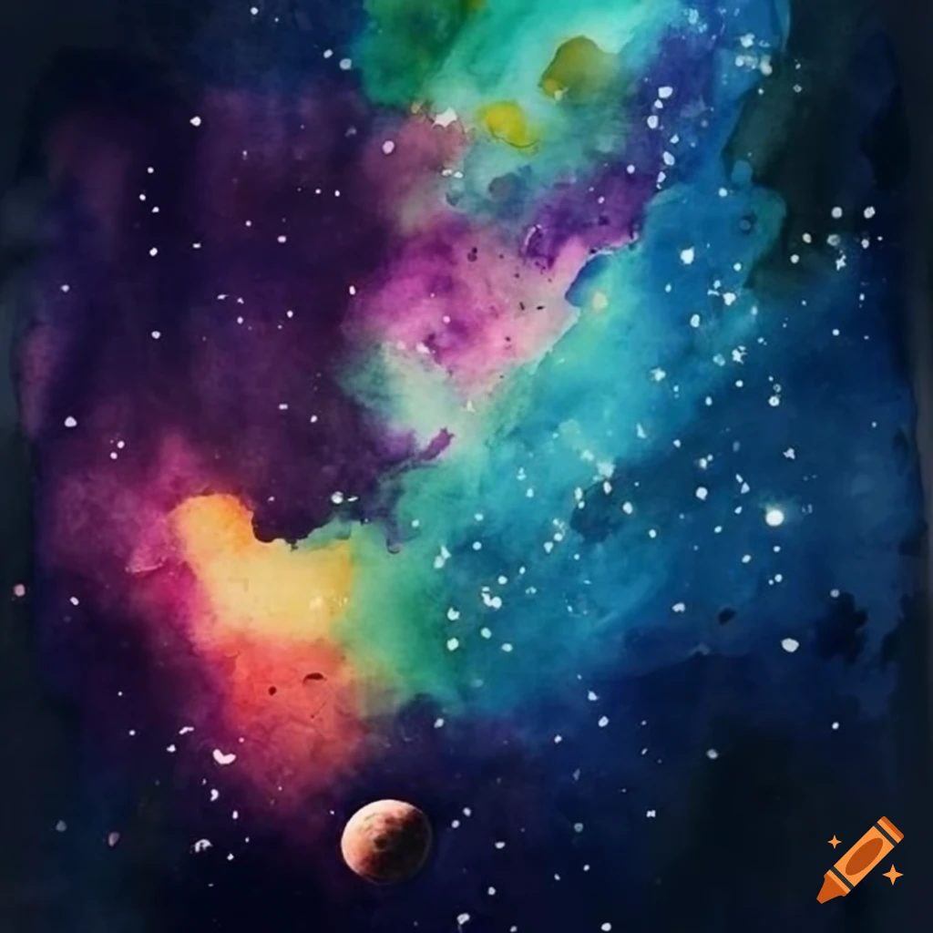 Space watercolor painting on Craiyon