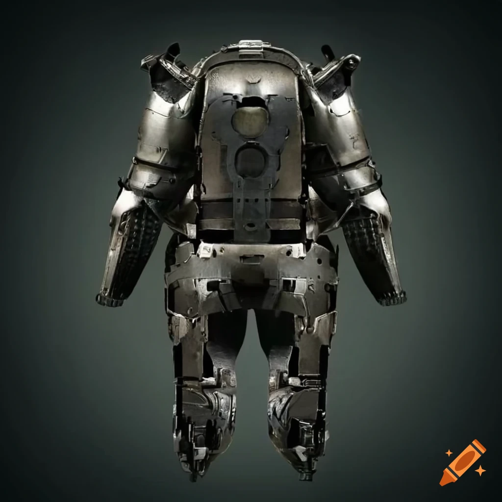 Medieval magic exoskeleton suit in front view with vertical symmetry on ...