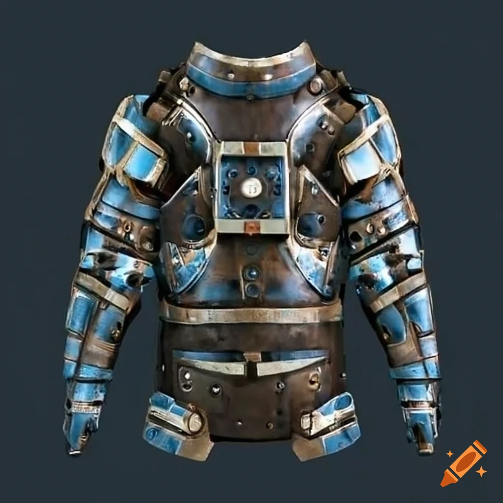 Medieval magic exoskeleton suit with front view and vertical symmetry ...