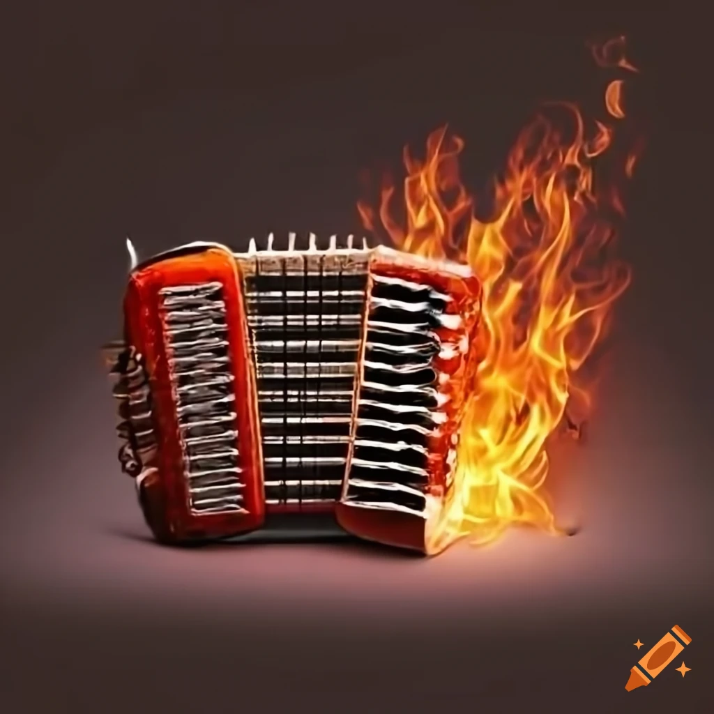 Accordion on fire on Craiyon