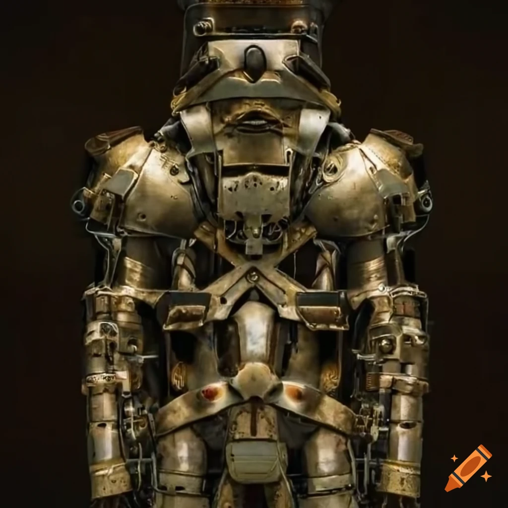 Medieval magic exoskeleton suit with front view and vertical symmetry ...