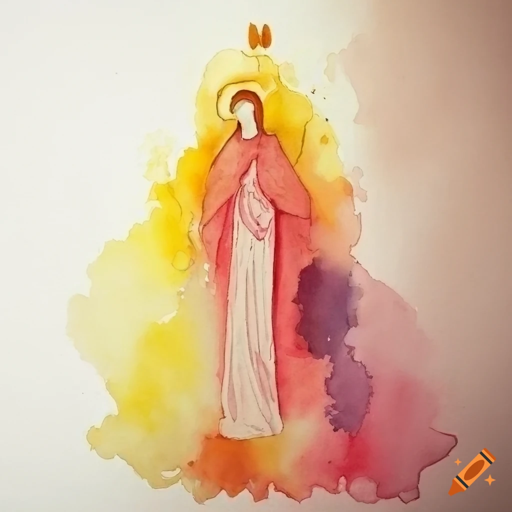 Minimalist Catholic artwork with watercolor and acrylic elements on Craiyon