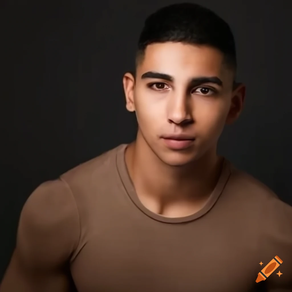 Confident young hispanic man with strong build and striking features on ...