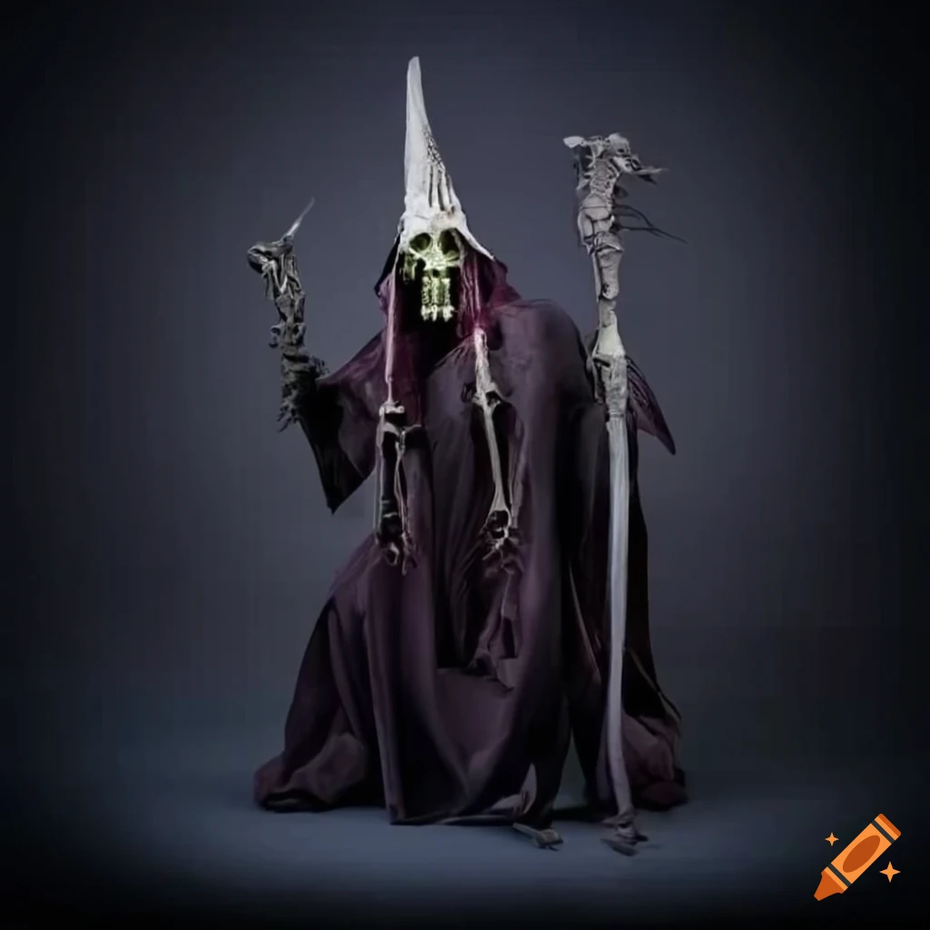 Undead skeleton wizard in a plain background on Craiyon