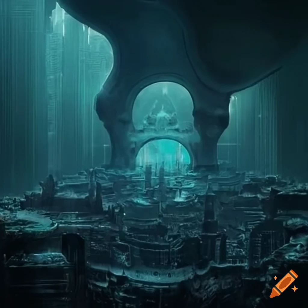 Alien metropolis hidden beneath the surface on Craiyon