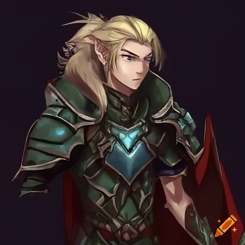 Anime male high elf paladin necromancer with blond hair and blue eyes ...