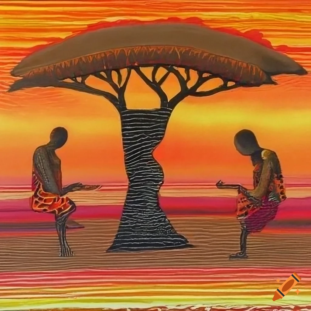 Sublime African folk soul singer album cover with sunset colors and ...