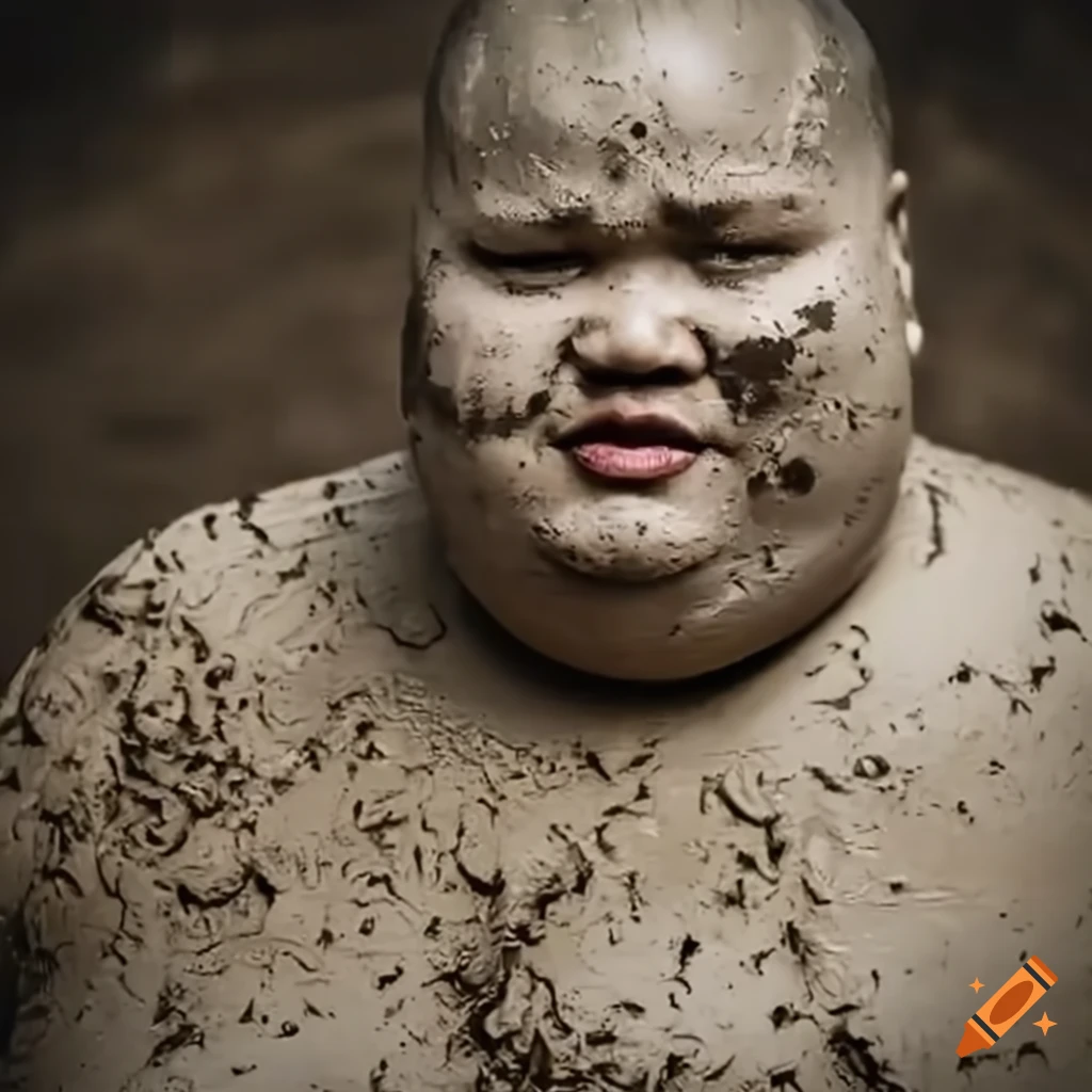 Man covered in mud singing and dancing on Craiyon