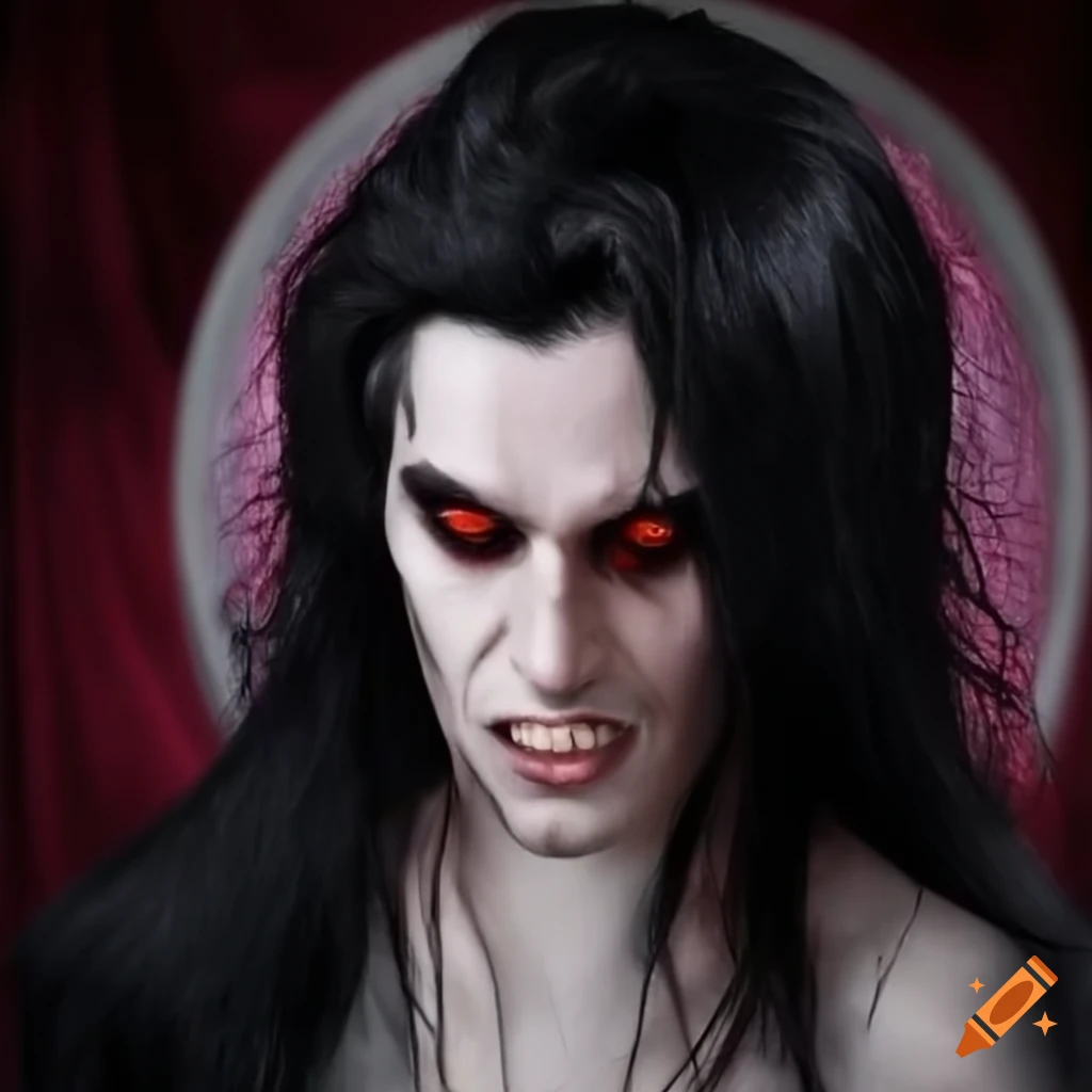 Young handsome vampire in silver robes gazes into a palantir ball on ...