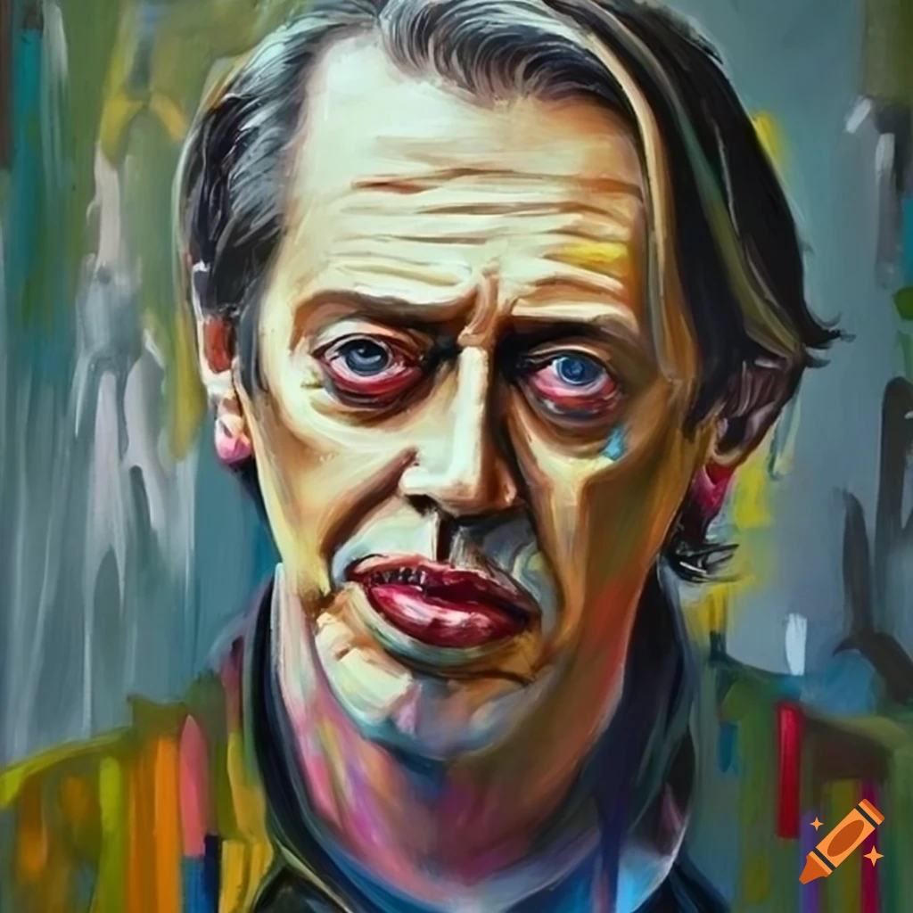 Abstract expressionist painting of actor steve buscemi on Craiyon