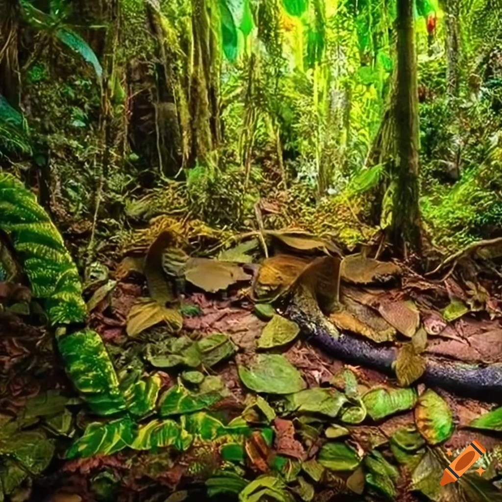 Vibrant Amazon rainforest with rich flora and diverse wildlife on Craiyon
