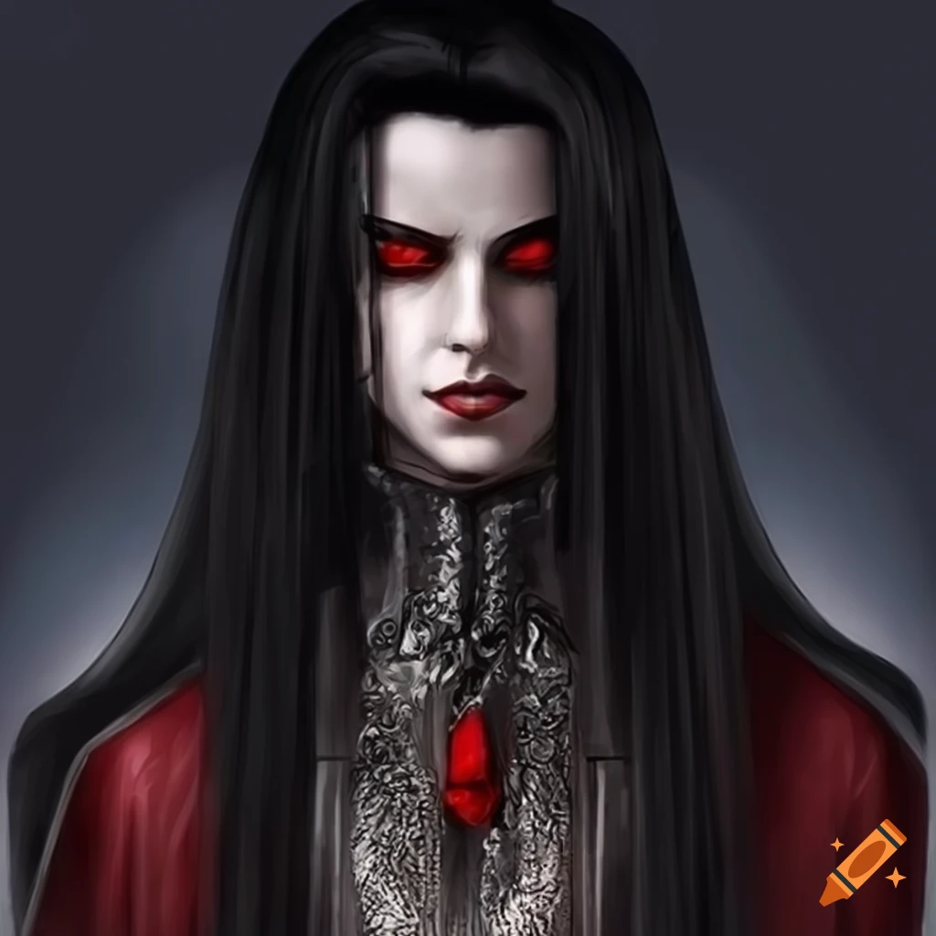 Young handsome vampire in silver robes gazing into a palantir on Craiyon