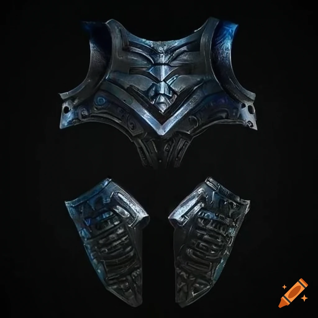 Close-up front view of detailed magic body armor on Craiyon