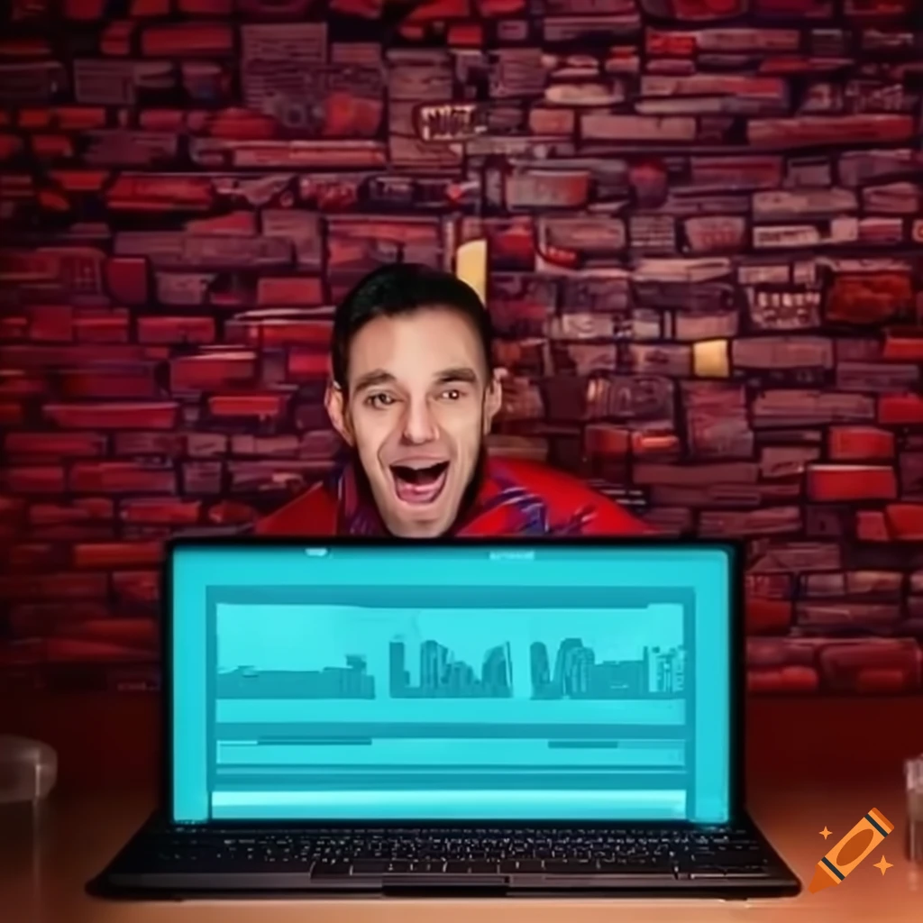 Developer celebrating on computer with an AWS logo on Craiyon