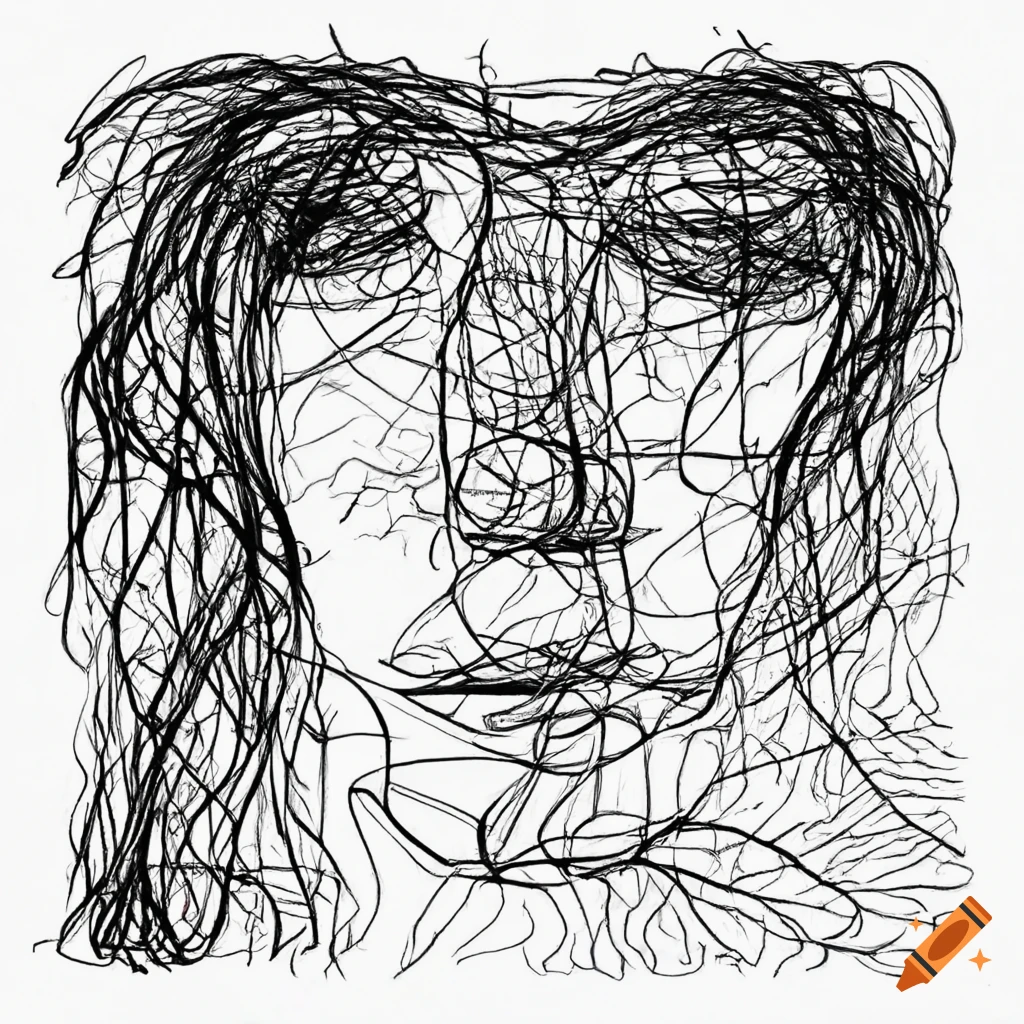 Abstract detailed pencil drawing depicting the emotion of depression in ...