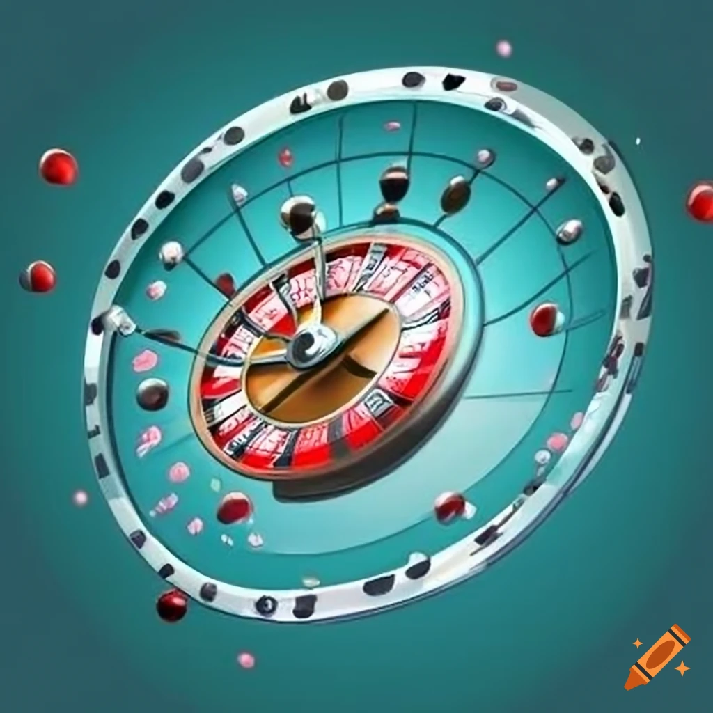 Floating cartoon casino on a roulette wheel on Craiyon