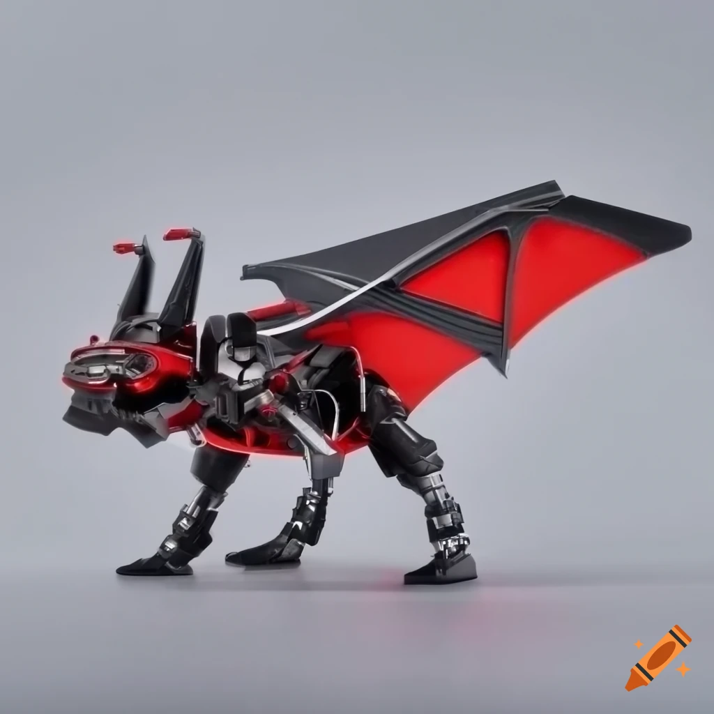Cybernetic red bat on a white background on Craiyon
