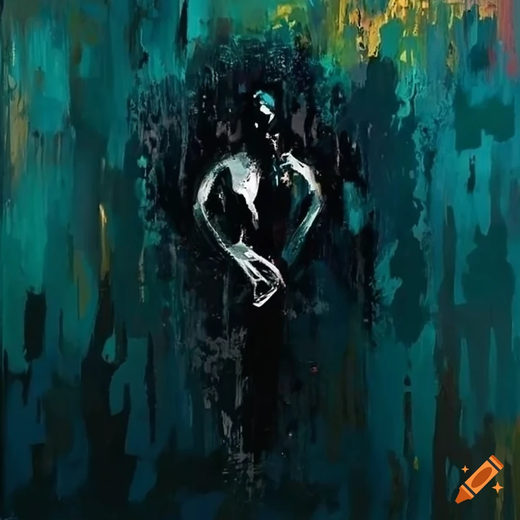 Depressed man carrying heavy burden in abstract art on Craiyon