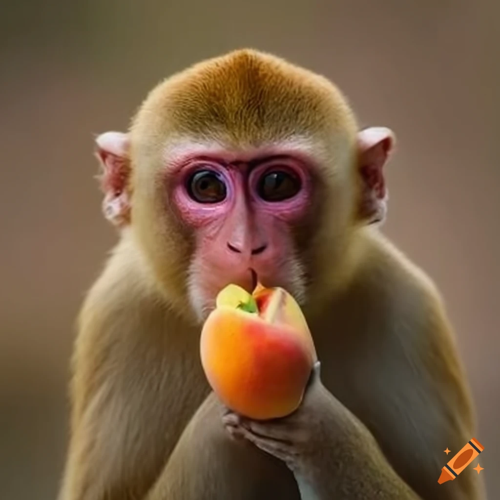 Monkey eating a peach on Craiyon