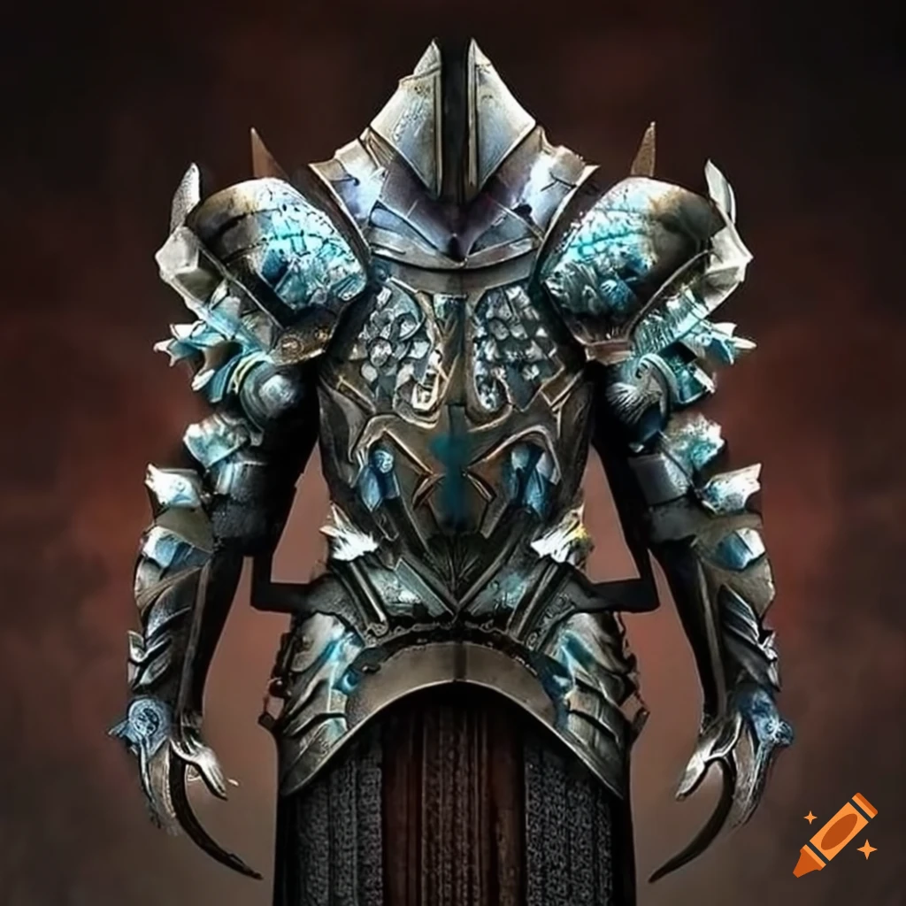 Armor inspired by mythical creatures with intricate patterns and ...