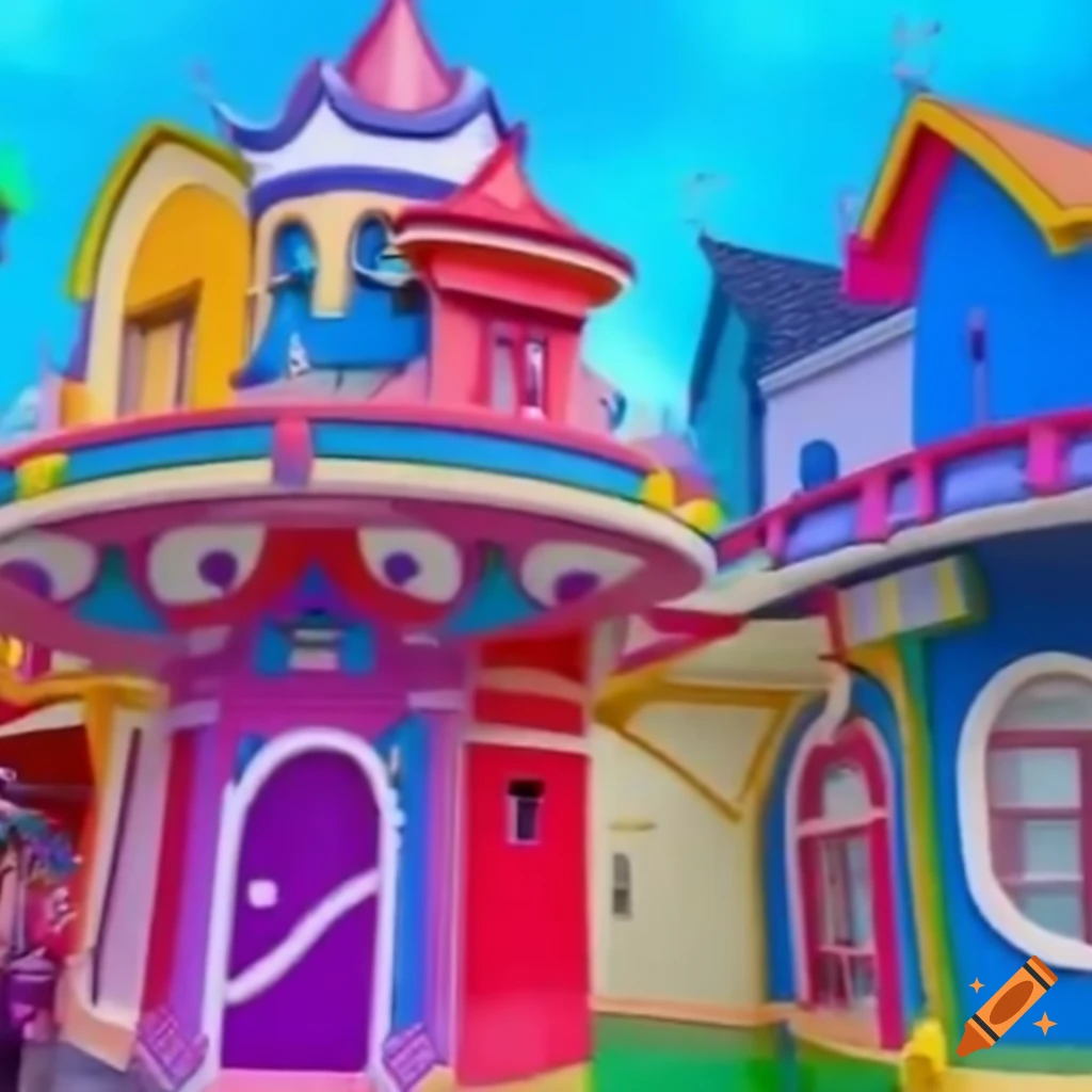 Colorful architecture in a mlp theme park neighborhood on Craiyon