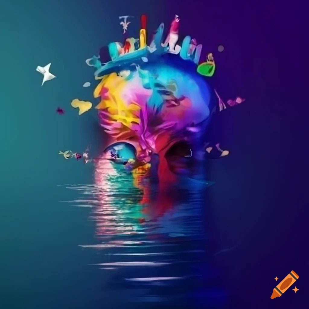 Graduation book cover design with 're-imagining learning' theme on Craiyon