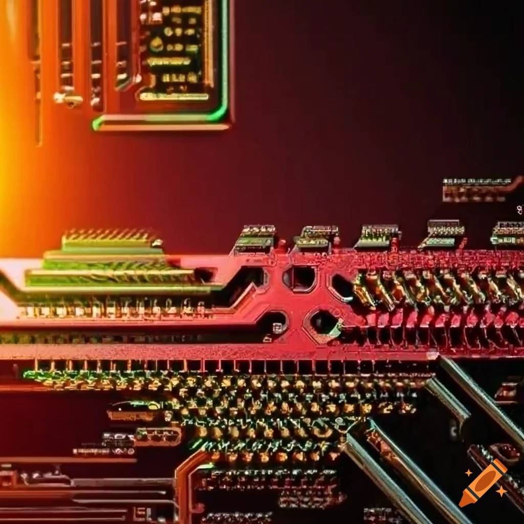 Simplified view of circuitry components in a computer microprocessor on Craiyon