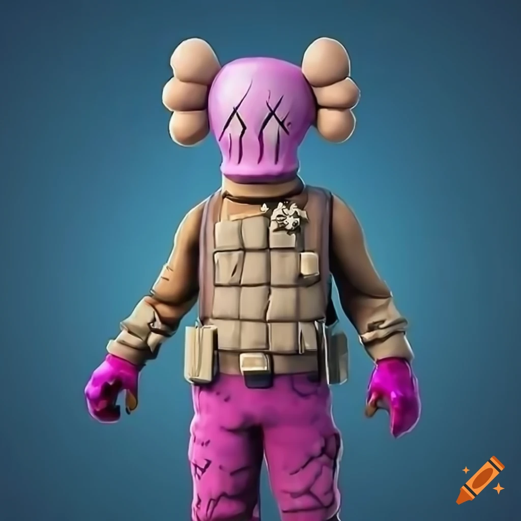 Fan art of Lt. John Llama Fortnite skin in KAWS style realism on Craiyon