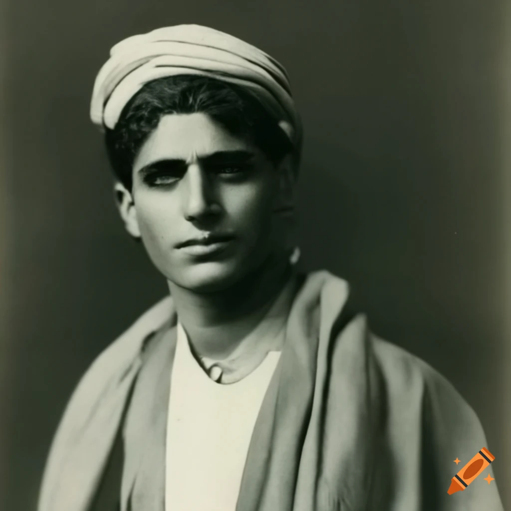 Man in Iraqi Jewish attire in a historic photograph on Craiyon