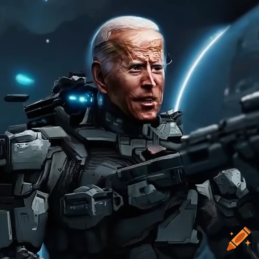 Epic sci-fi battle scene with Biden and Trump mechs in futuristic ...