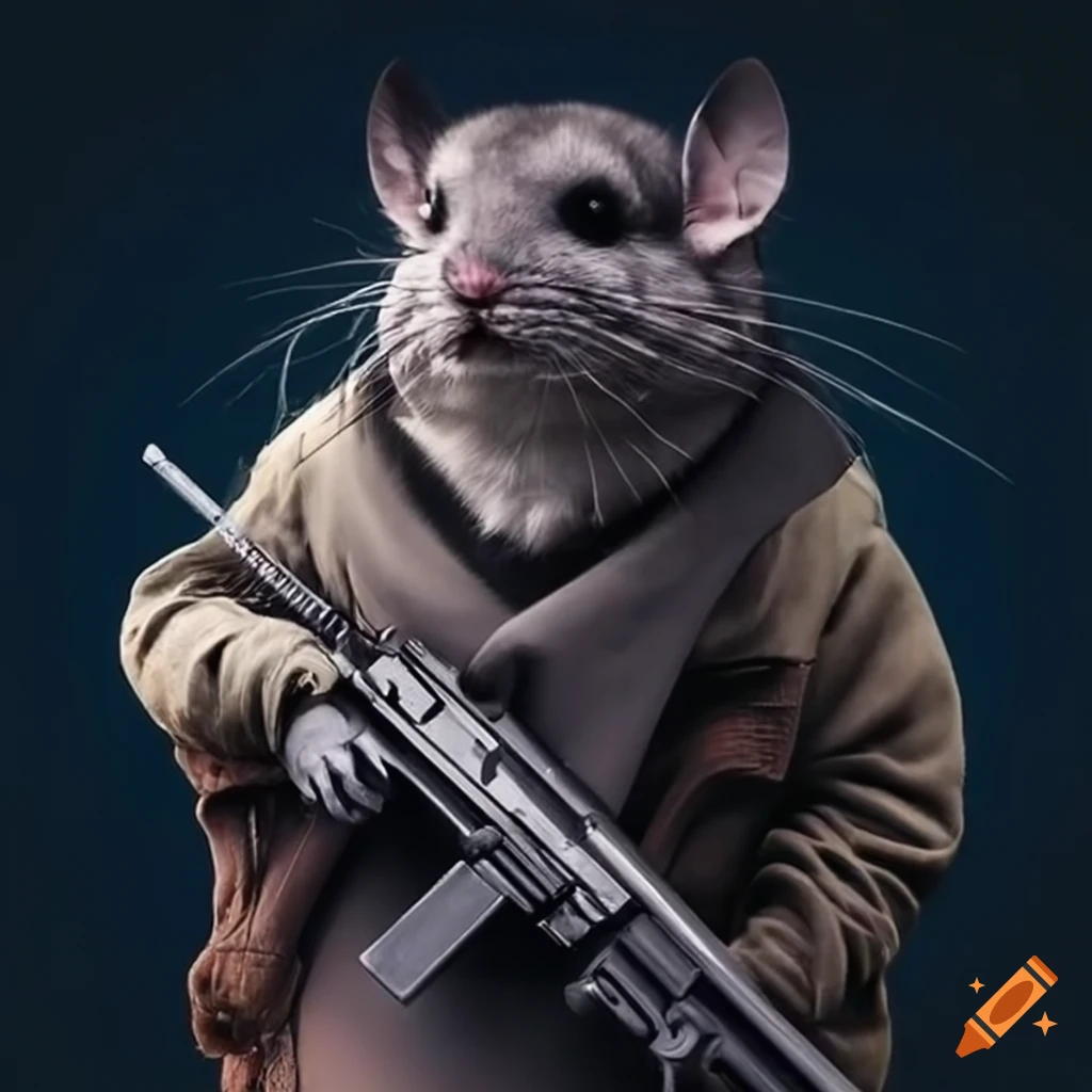 Chinchilla with a machine gun on Craiyon