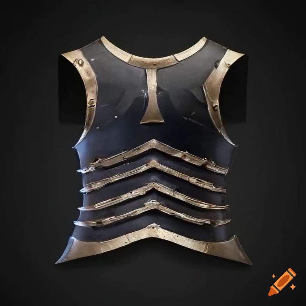 Front view of detailed magic body armor plate on Craiyon