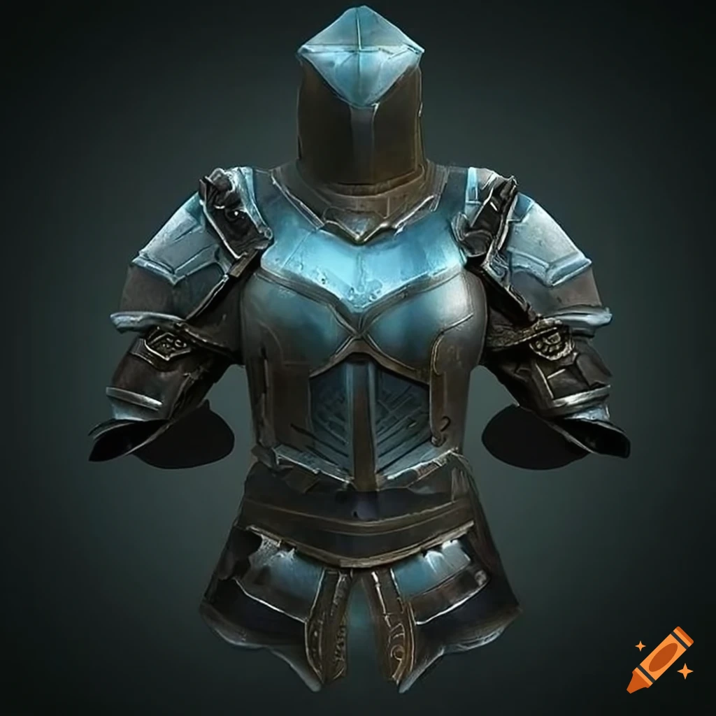 Close view of heavily armored magic body from the front on Craiyon