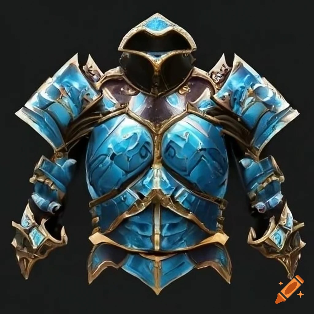 Adorned magical heavy armor from the front view on Craiyon