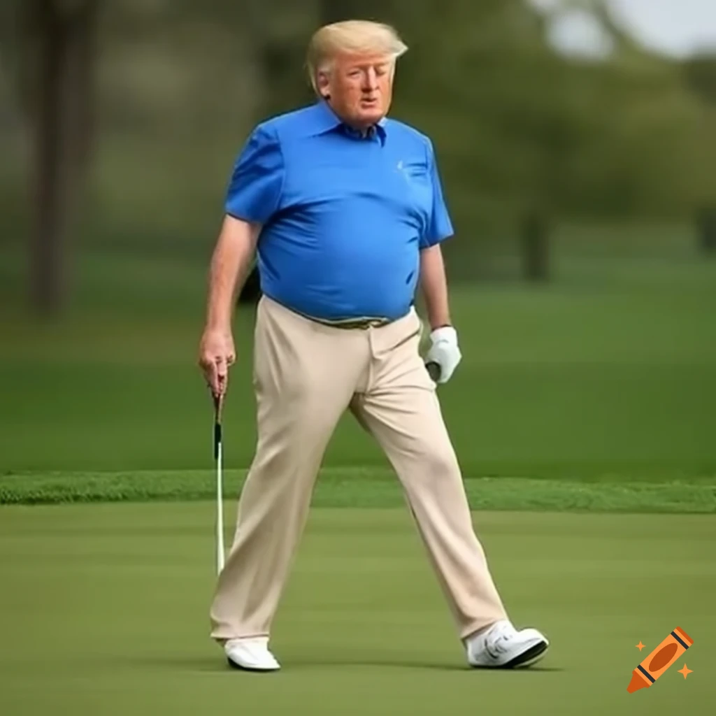 Golf outfit of president trump with beige pants on Craiyon