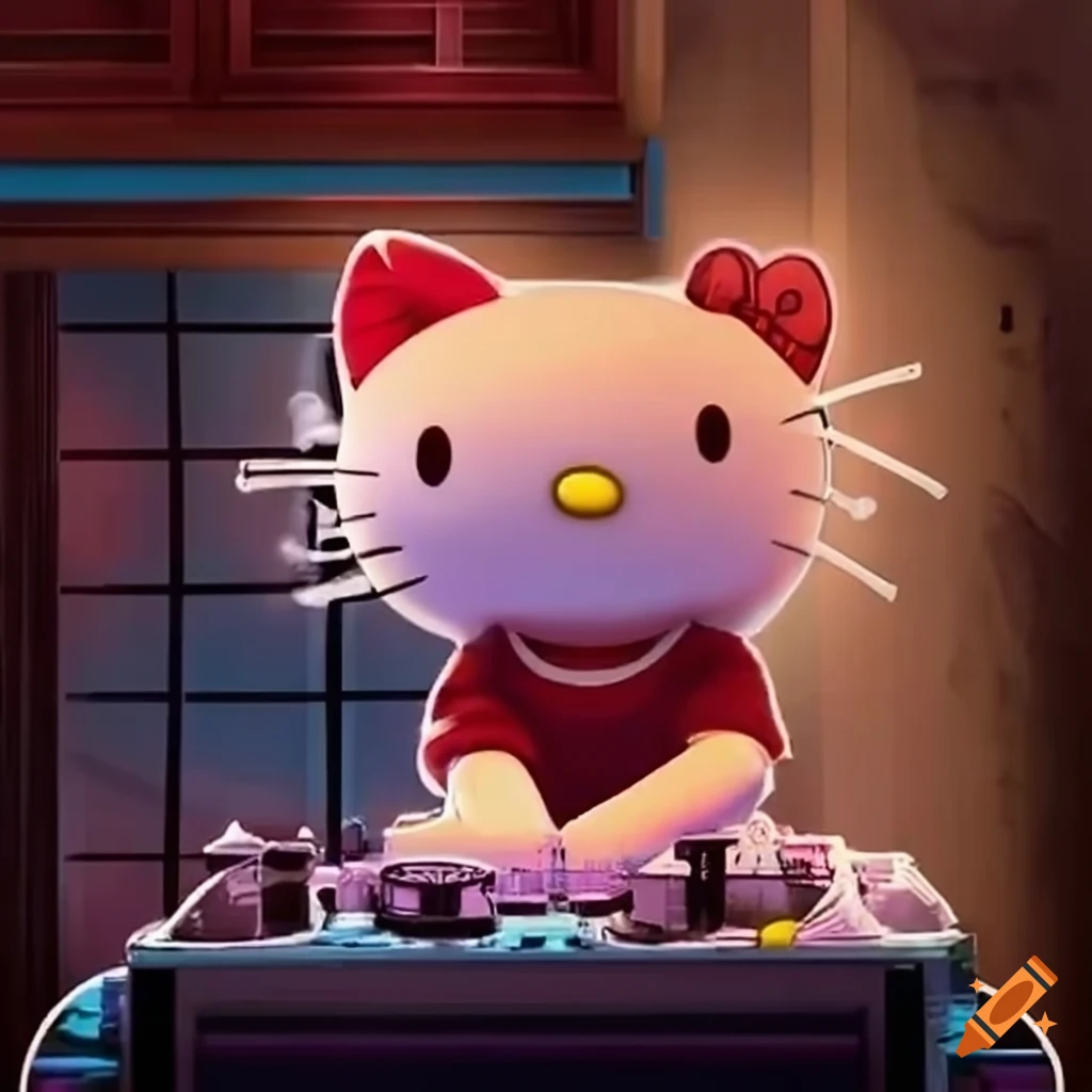 Hello kitty dj at the window on Craiyon