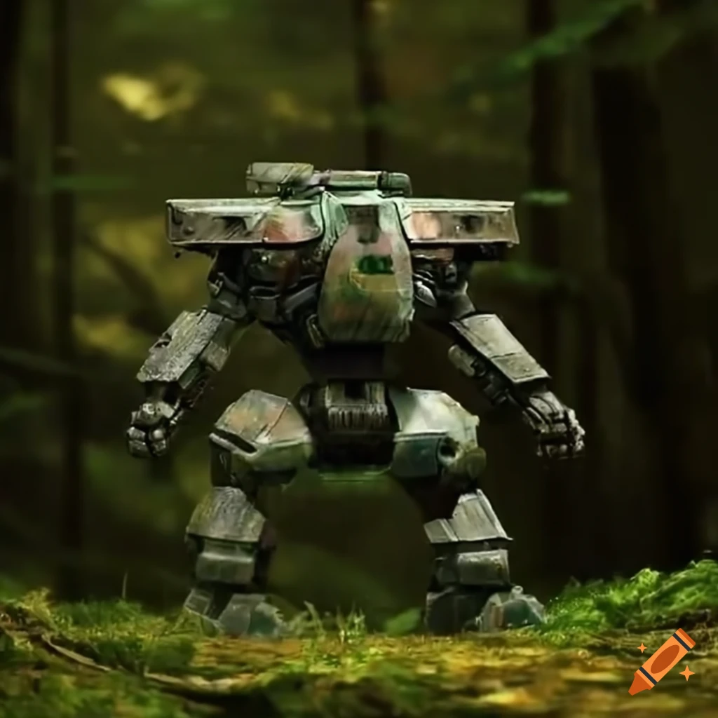Light armored battle mech in a japanese forest on Craiyon